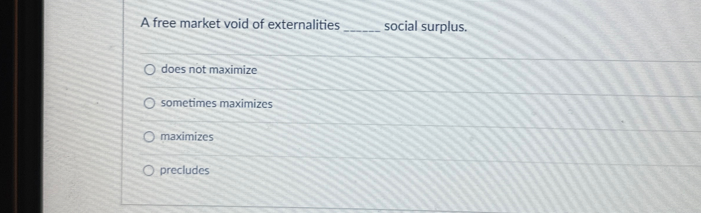 Solved A free market void of externalities q, ﻿social | Chegg.com