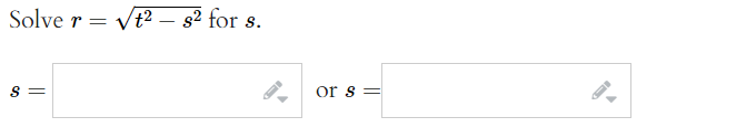 Solved Solve r=t2-s22 ﻿for s. | Chegg.com