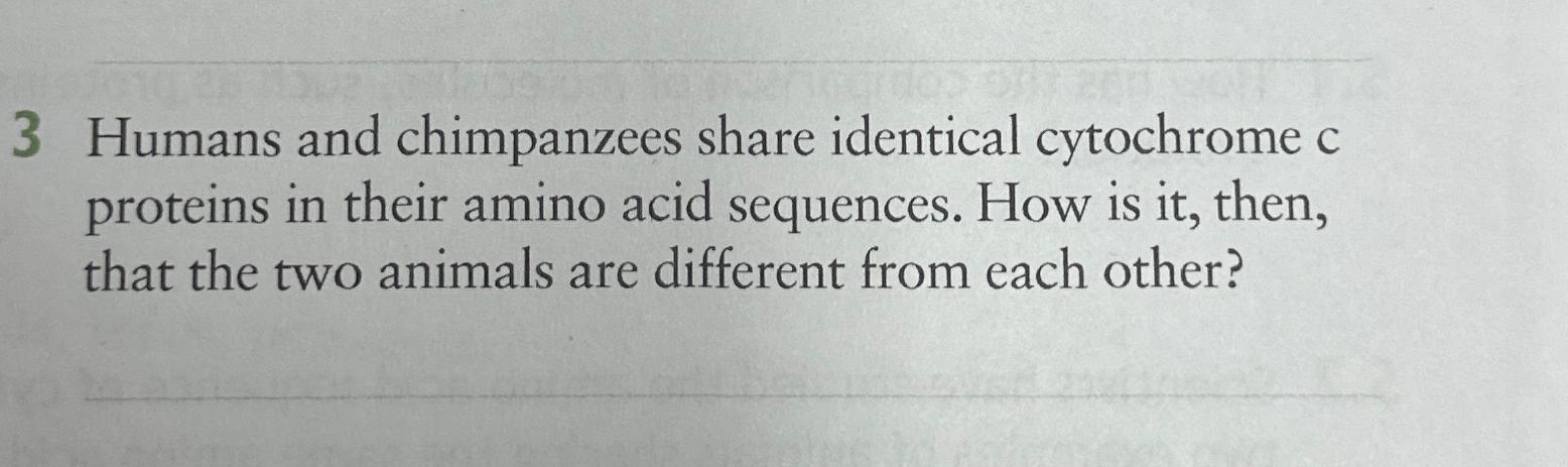 Solved 3 ﻿Humans and chimpanzees share identical cytochrome | Chegg.com