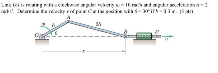 Solved Link OA is rotating with a clockwise angular velocity | Chegg.com