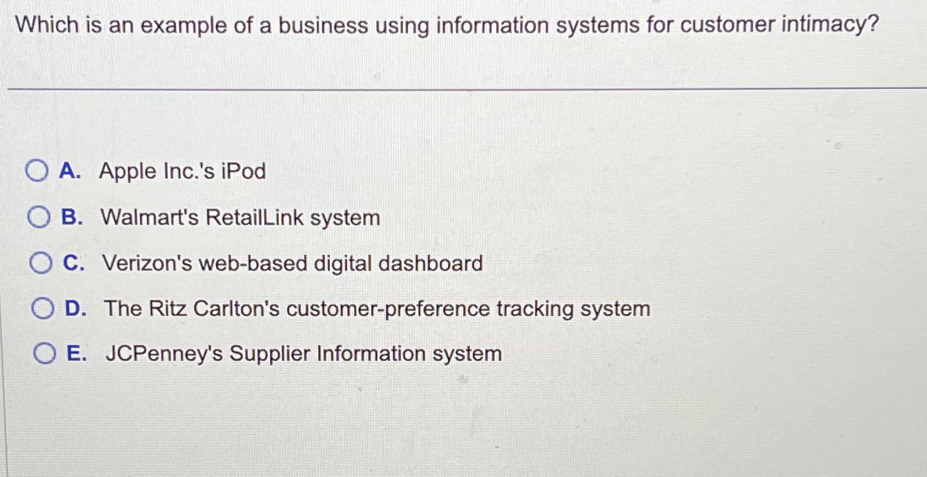 Solved Which is an example of a business using information | Chegg.com