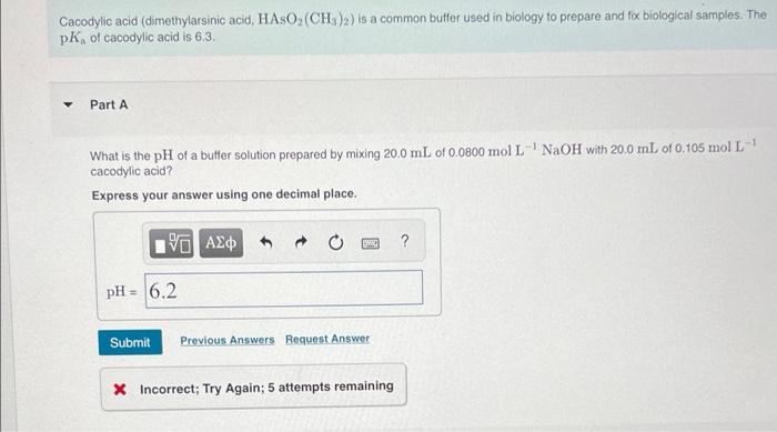 Solved Cacodylic acid (dimethylarsinic acid, HASO,(CH3)2) is | Chegg.com
