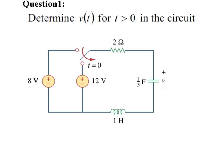 Solved Question1: Determine v(t) for t>0 in the | Chegg.com