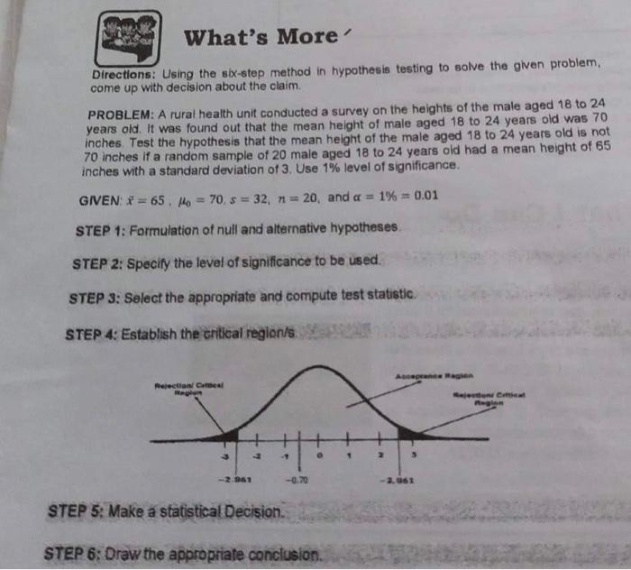 Solved AN What's More' Directions: Using the six-step method | Chegg.com