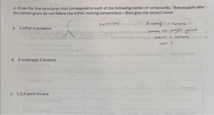 Solved 2. Draw the line structures that correspond to each | Chegg.com