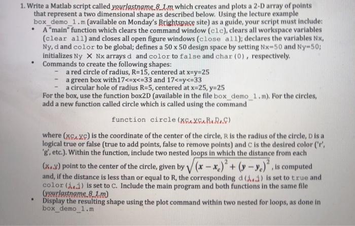 Solved 1. Write a Matlab script called yourlastname 8_1.m | Chegg.com