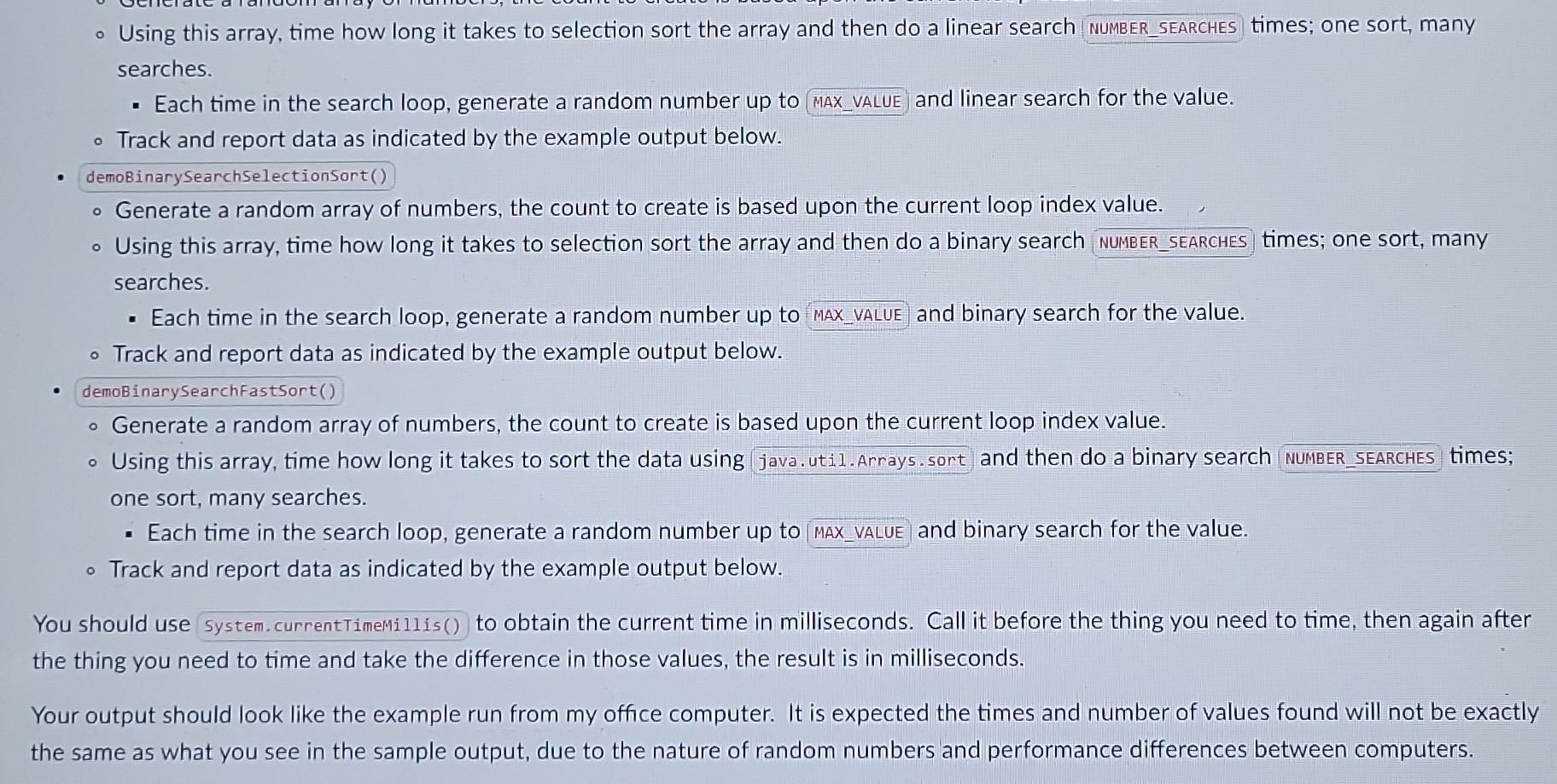 Solved - Using this array, time how long it takes to | Chegg.com