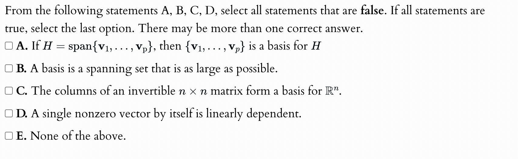 Solved From the following statements A, ﻿B, ﻿C, ﻿D, ﻿select | Chegg.com