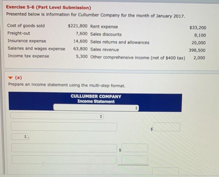Solved Exercise 5-6 (Part Level Submission) Presented below | Chegg.com