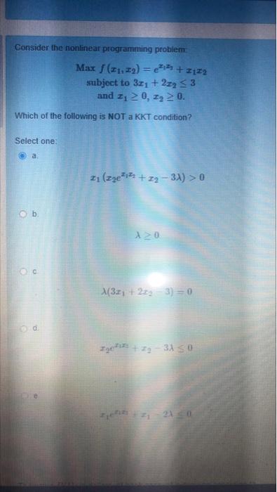 Solved Consider the nonlinear programming problem Max f | Chegg.com