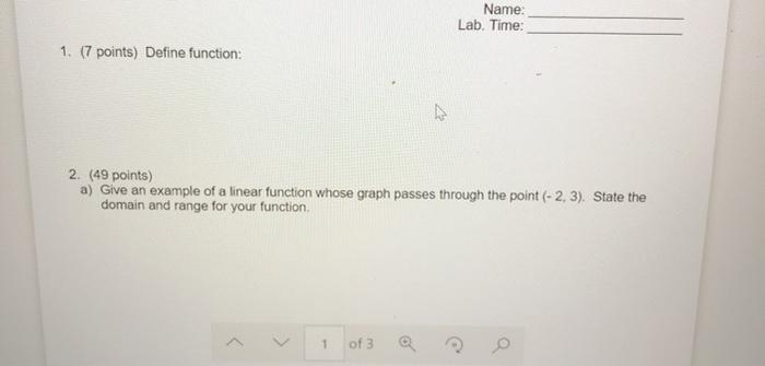 Solved Name Lab Time 1 7 Points Define Function 2