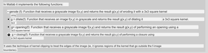 Solved In Matlab it implements the following functions: - | Chegg.com