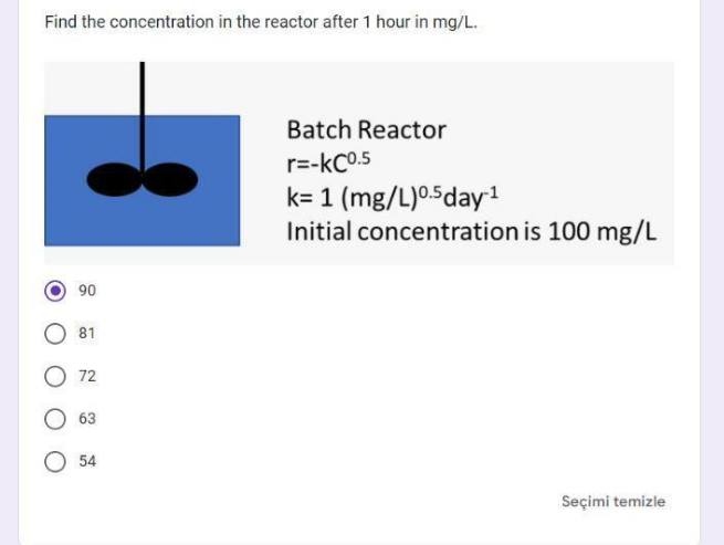 Solved Find the concentration in the reactor after 1 ﻿hour | Chegg.com