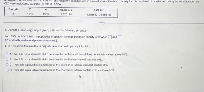 Solved CLT were met, complete parts (a) and (b) below. a. | Chegg.com