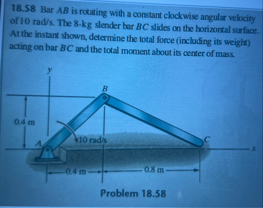 Solved 18.58 ﻿Bar AB ﻿is rotating with a constant clockwise | Chegg.com