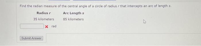 Solved S=r(theta) How do I get radians after divding and | Chegg.com