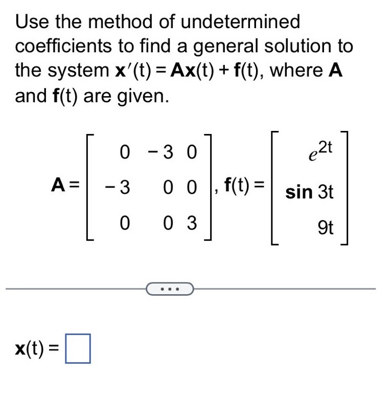 Solved Use the method of undetermined coefficients to find a | Chegg.com