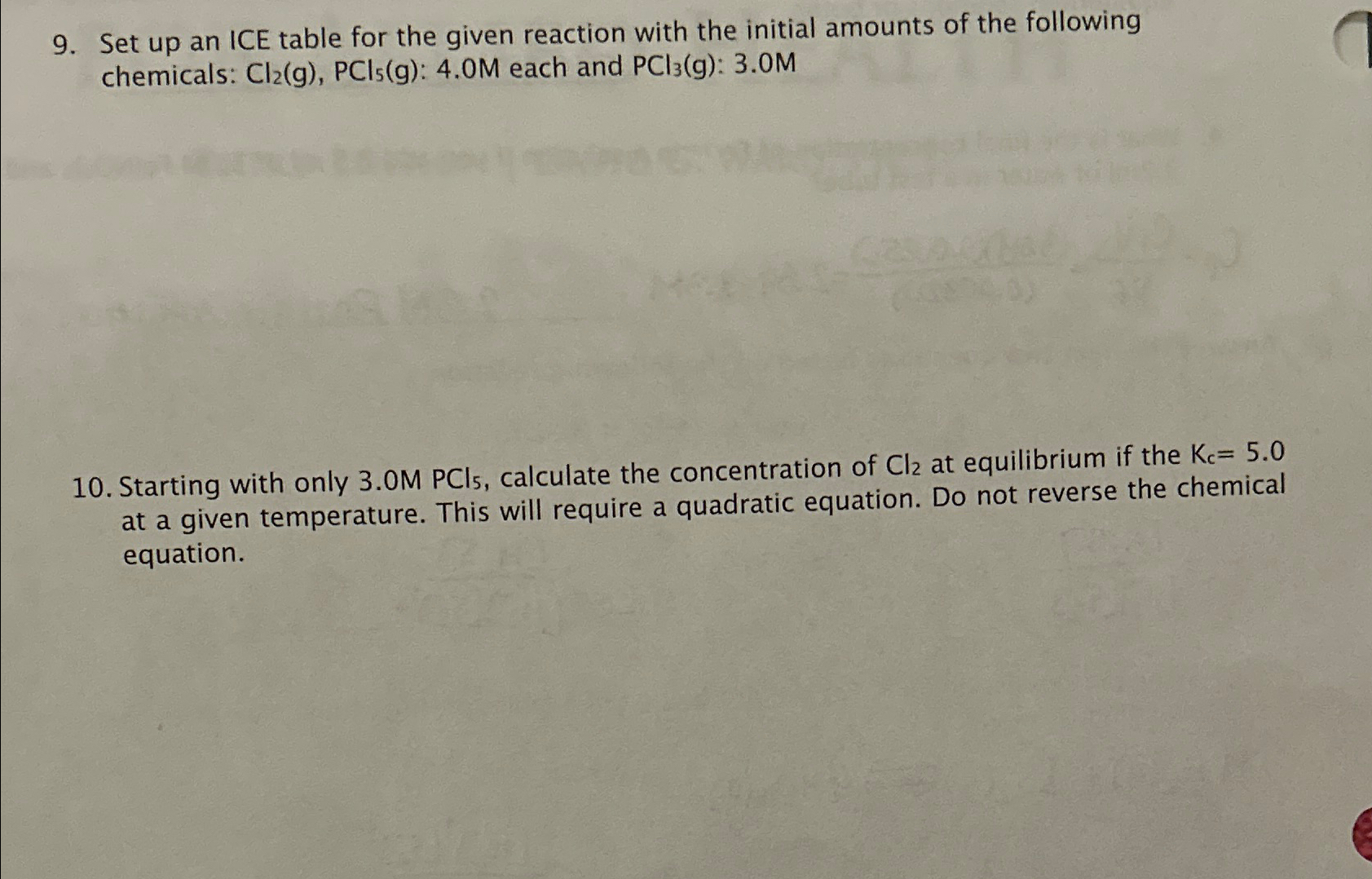 Set up an ICE table for the given reaction with the | Chegg.com