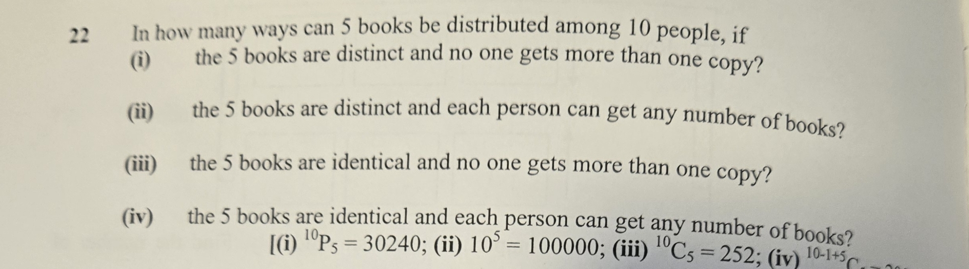 Solved 22 ﻿In how many ways can 5 ﻿books be distributed | Chegg.com
