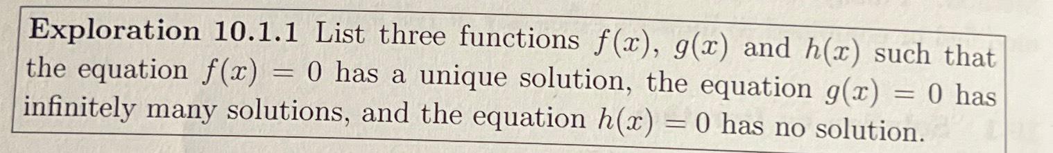 Solved Exploration 10.1.1 ﻿List three functions f(x),g(x) | Chegg.com