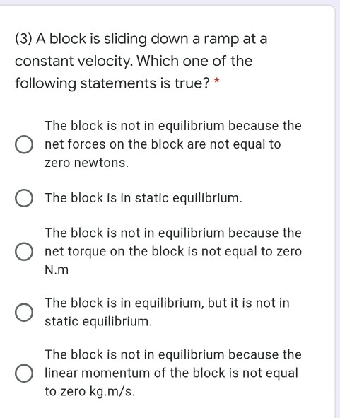 Solved (3) A block is sliding down a ramp at a constant | Chegg.com