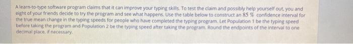 Solved A learn-to-type software program claims that it can | Chegg.com