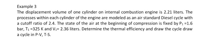 Solved Example 3 The displacement volume of one cylinder on | Chegg.com