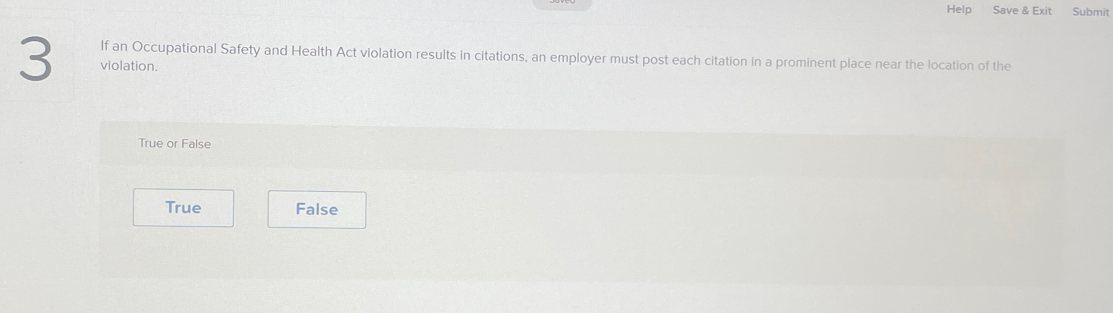 Solved Help Save & Exit SubmitIf an Occupational Safety and | Chegg.com