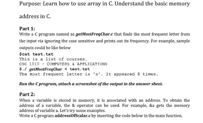 Solved Questions: 1) Run the C program, attach a screenshot | Chegg.com