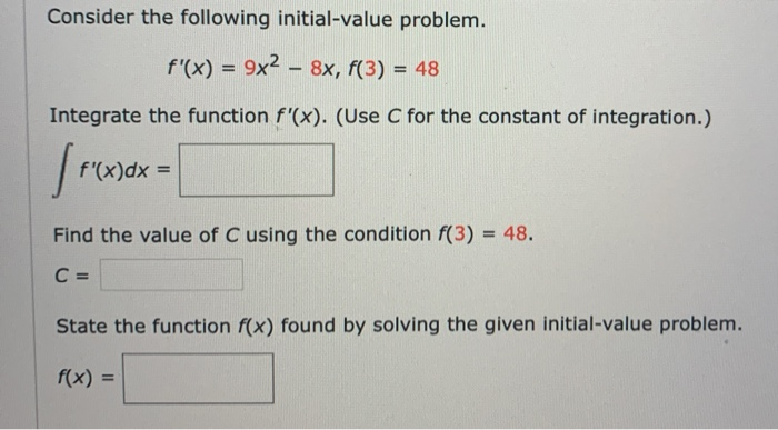 Solved Consider the following initial-value problem. f'(x) = | Chegg.com