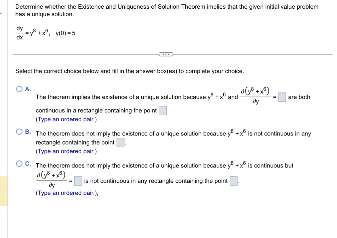 Determine whether the Existence and Uniqueness of | Chegg.com