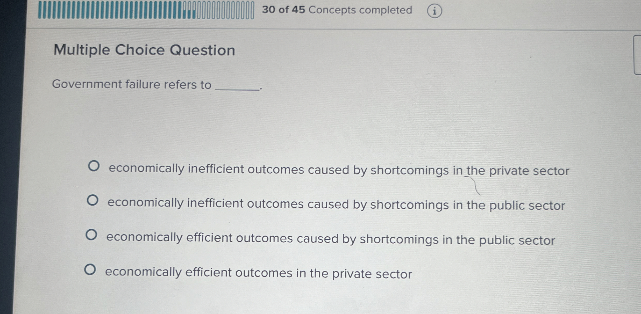 Solved Multiple Choice QuestionGovernment failure refers | Chegg.com