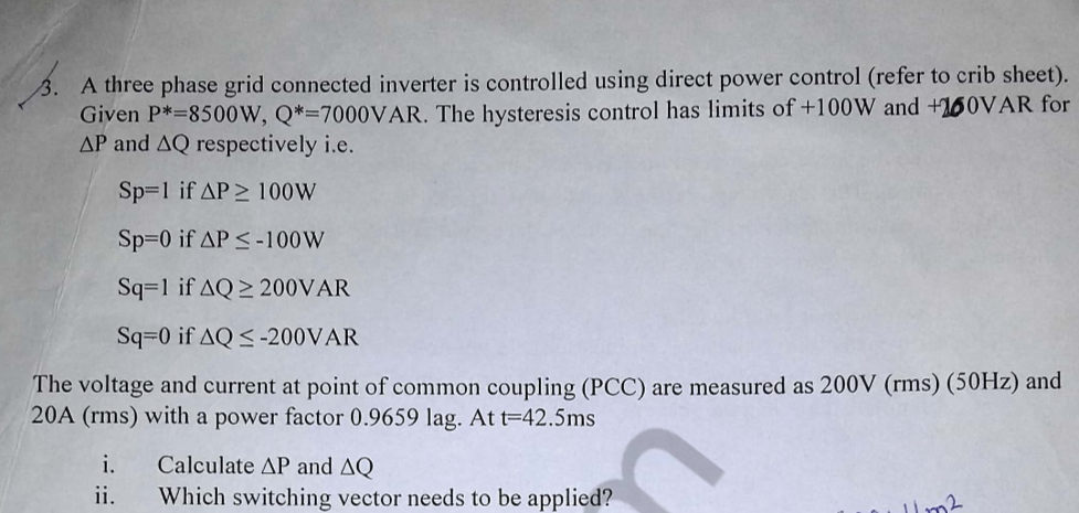 Solved A three phase grid connected inverter is controlled | Chegg.com