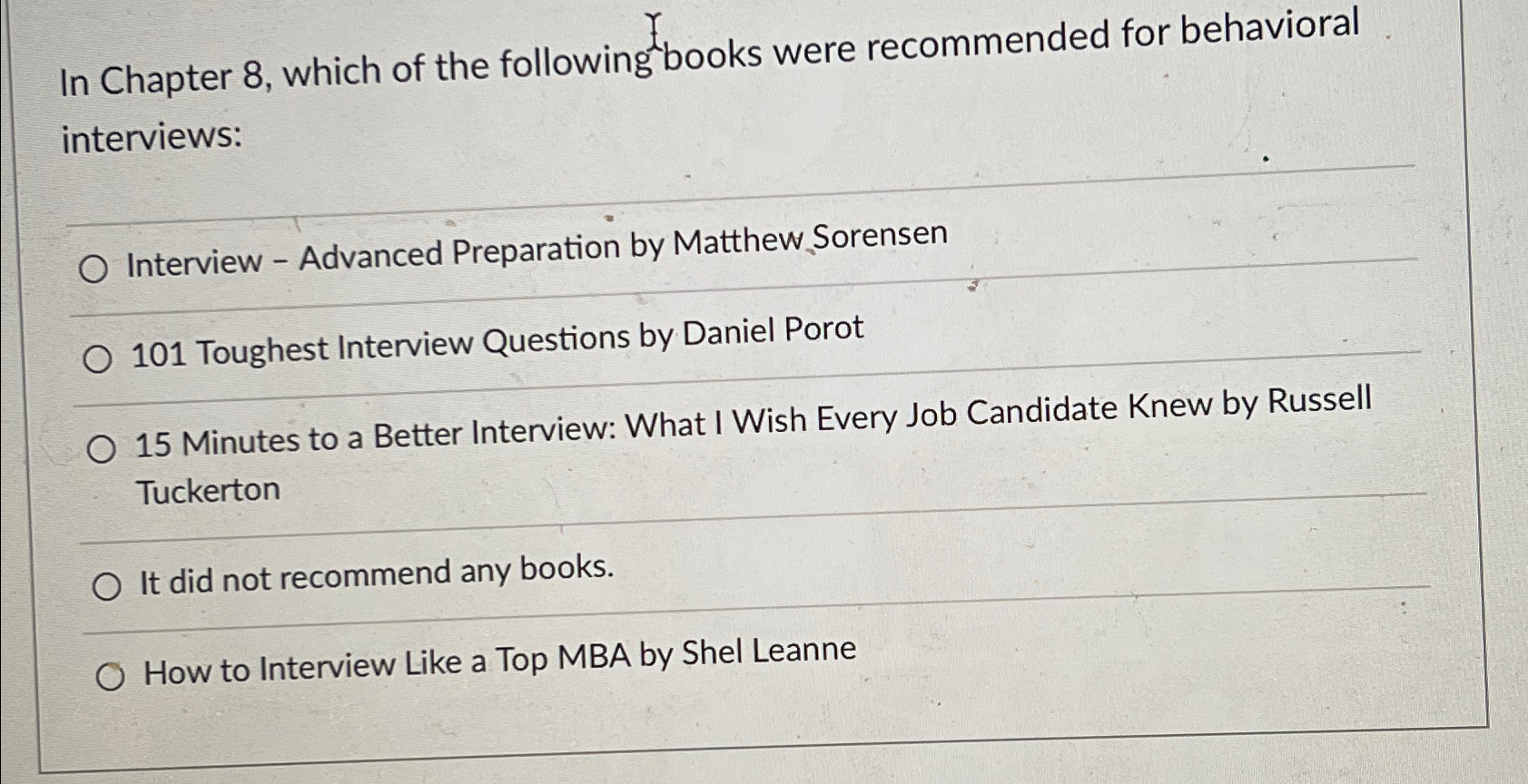 Solved In Chapter 8, ﻿which of the following books were | Chegg.com