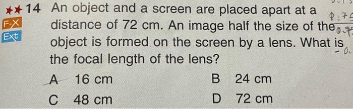 Solved **14 An object and a screen are placed apart at a | Chegg.com