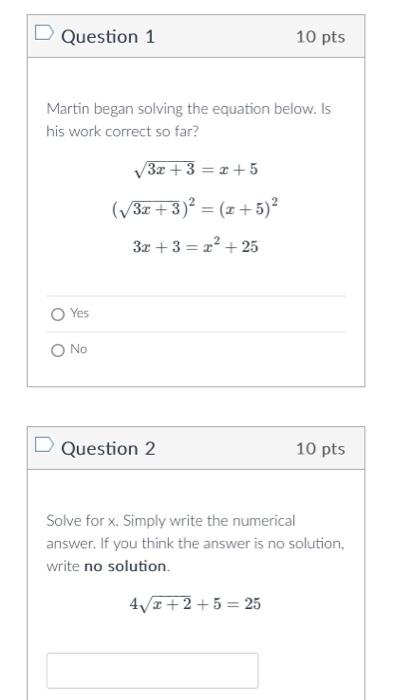 Solved Martin began solving the equation below. Is his work | Chegg.com