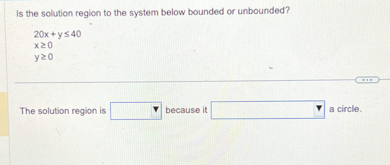 Solved Is the solution region to the system below bounded or | Chegg.com