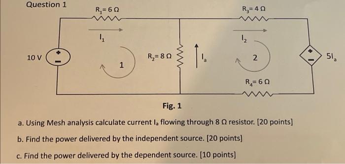 Solved a. Using Mesh analysis calculate current la flowing | Chegg.com