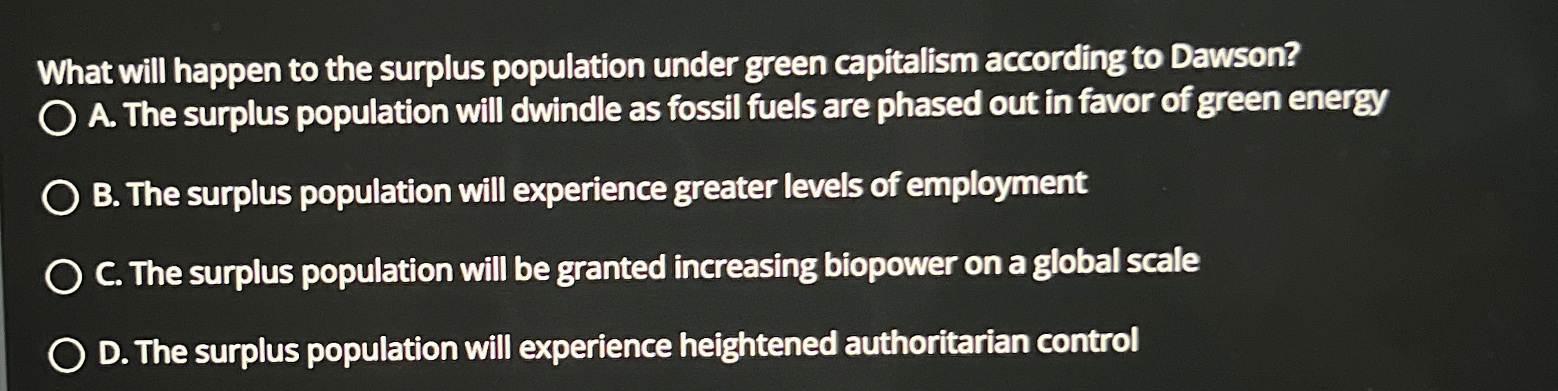 Solved What will happen to the surplus population under | Chegg.com