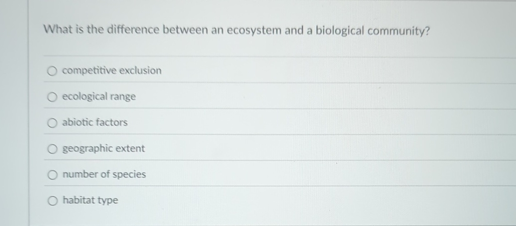 Solved What is the difference between an ecosystem and a | Chegg.com