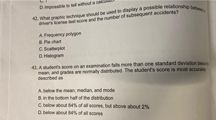 Solved 42. What graphic technique should be used to display | Chegg.com