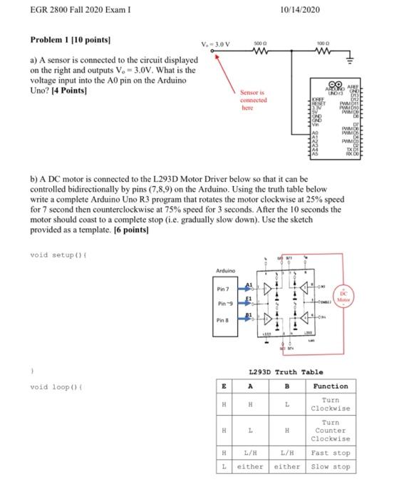 Solved Problem 1 [10 points] a) A sensor is connected to the | Chegg.com