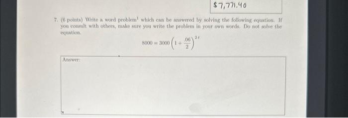 Solved 7. (6 points) Write a word problem' which can be | Chegg.com
