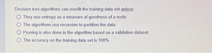 Solved Decision Tree Algorithms Can Overfit The Training