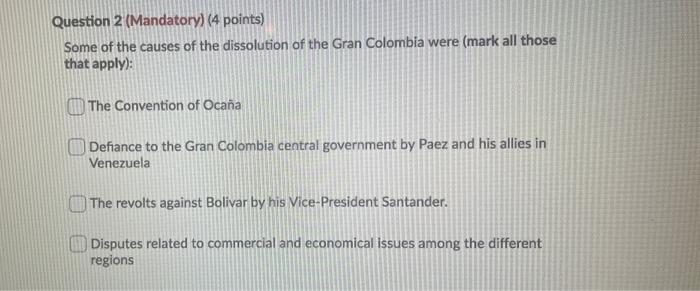 Solved Question 2 (Mandatory) (4 points) Some of the causes | Chegg.com