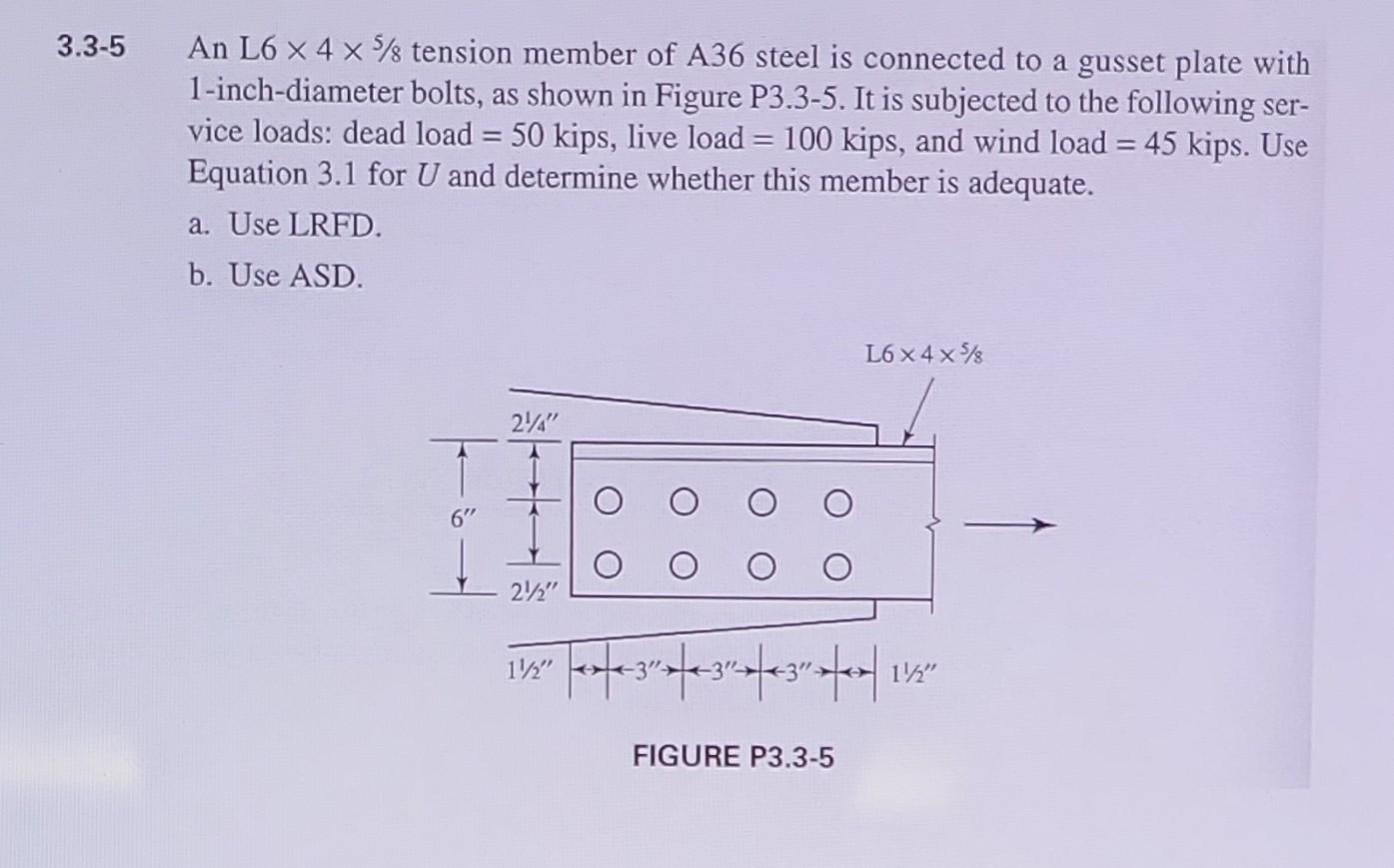 Solved An L 6×4×5/8 tension member of A36 steel is connected | Chegg.com
