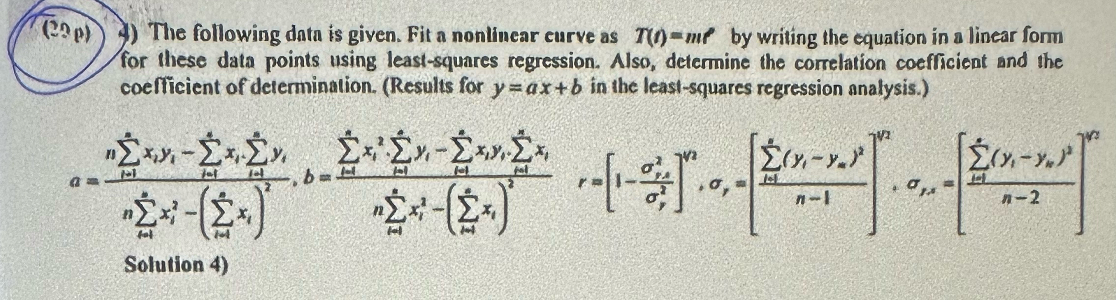 Solved (29p) ) ) ﻿The following data is given. Fit a | Chegg.com