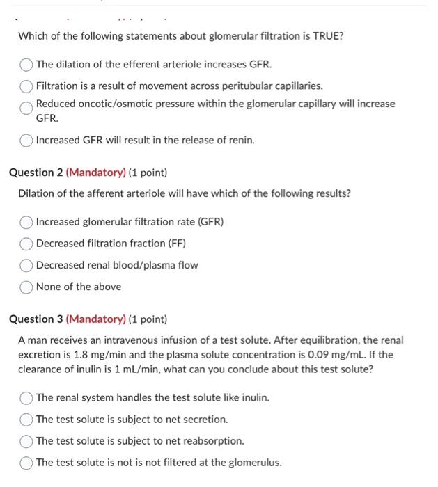 Solved Which of the following statements about glomerular | Chegg.com