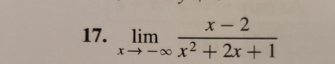 Solved limx→-∞x-2x2+2x+1 | Chegg.com