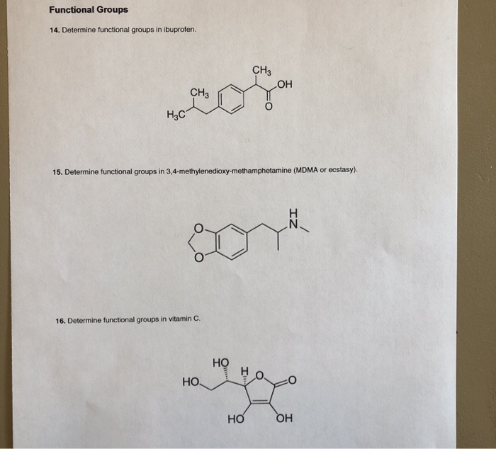 Solved Functional Groups 14. Determine functional groups in | Chegg.com